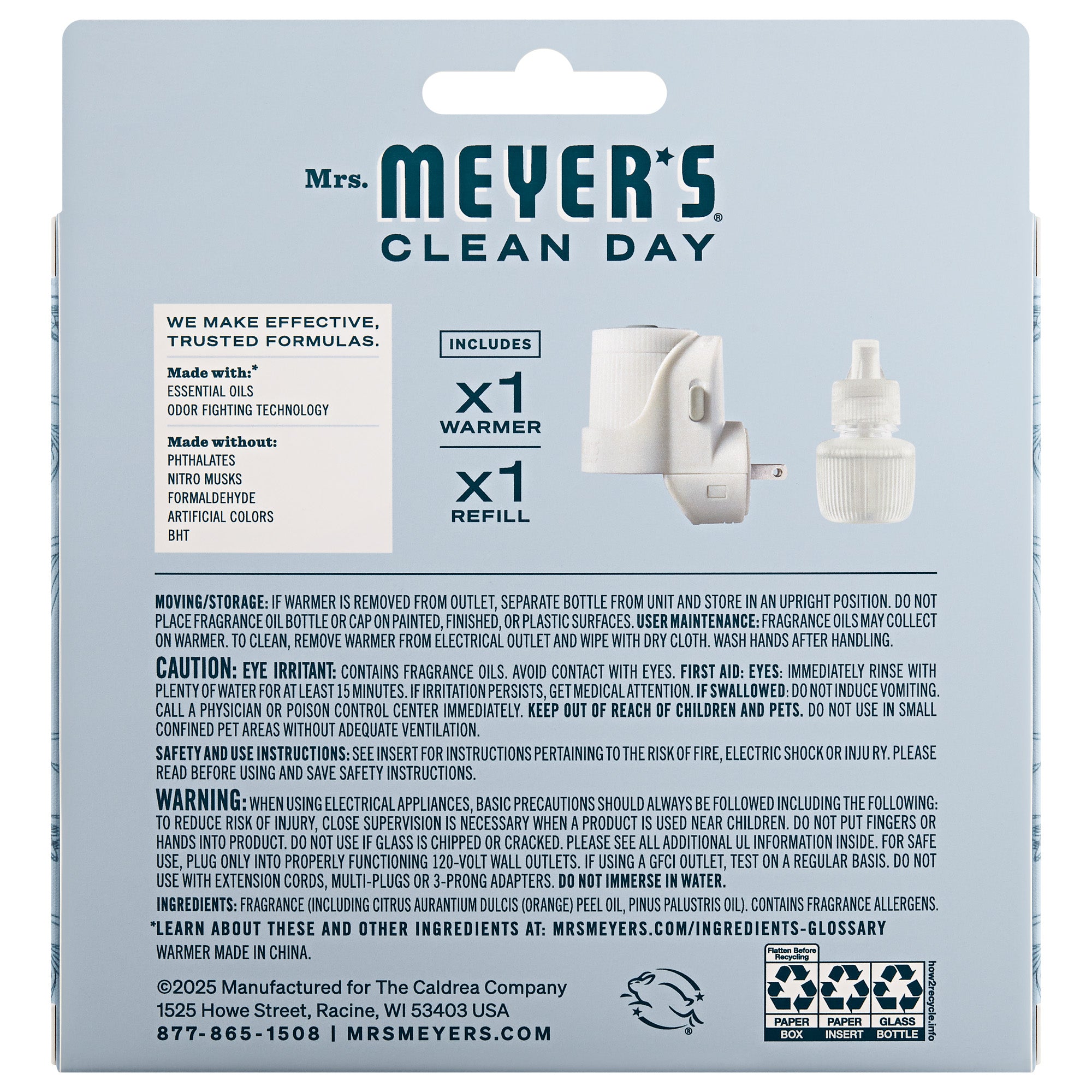 Snowdrop Plug In Scented Oil Warmer With Refill – Mrs. Meyer's Clean Day